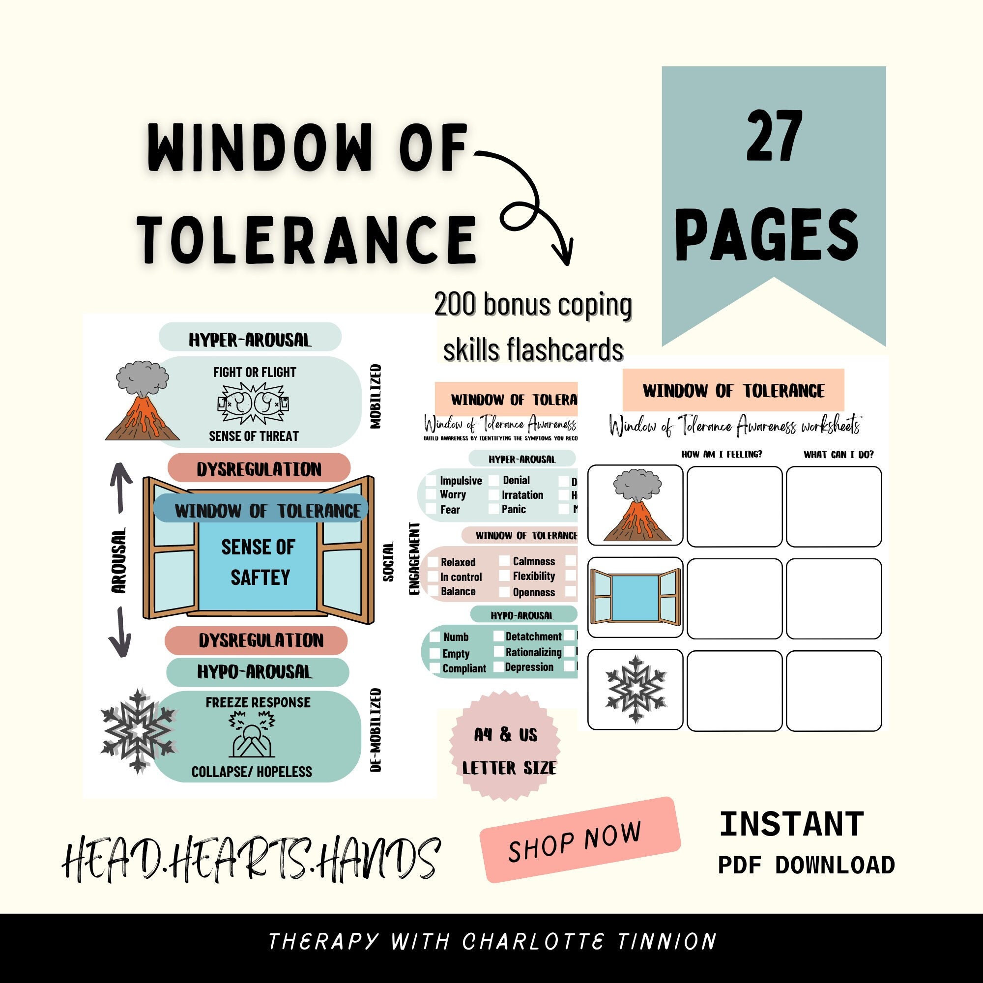 The Window of Tolerance Worksheets Arousal States Emotional - Etsy ...