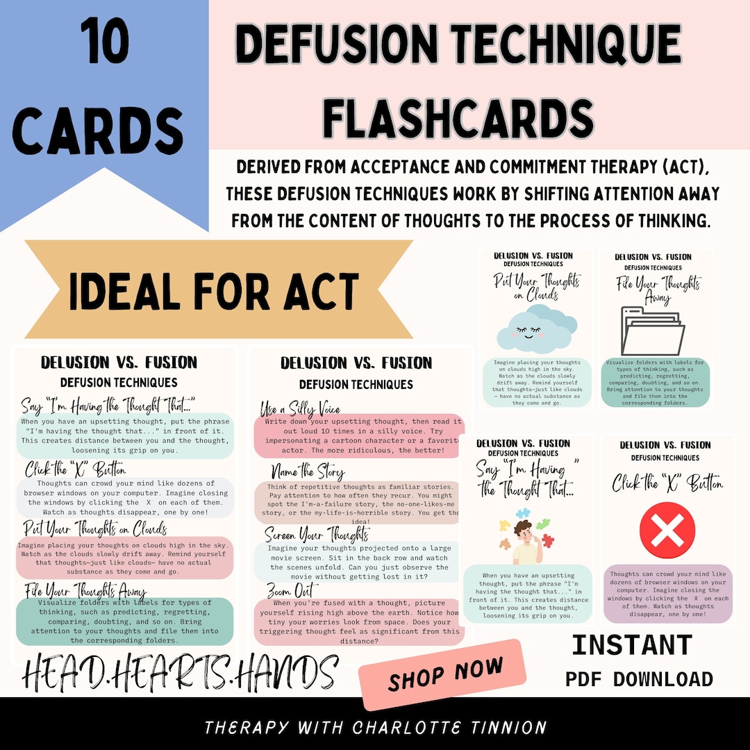 ACT Flash Cards Defusion Technique Challenging Negative - Etsy