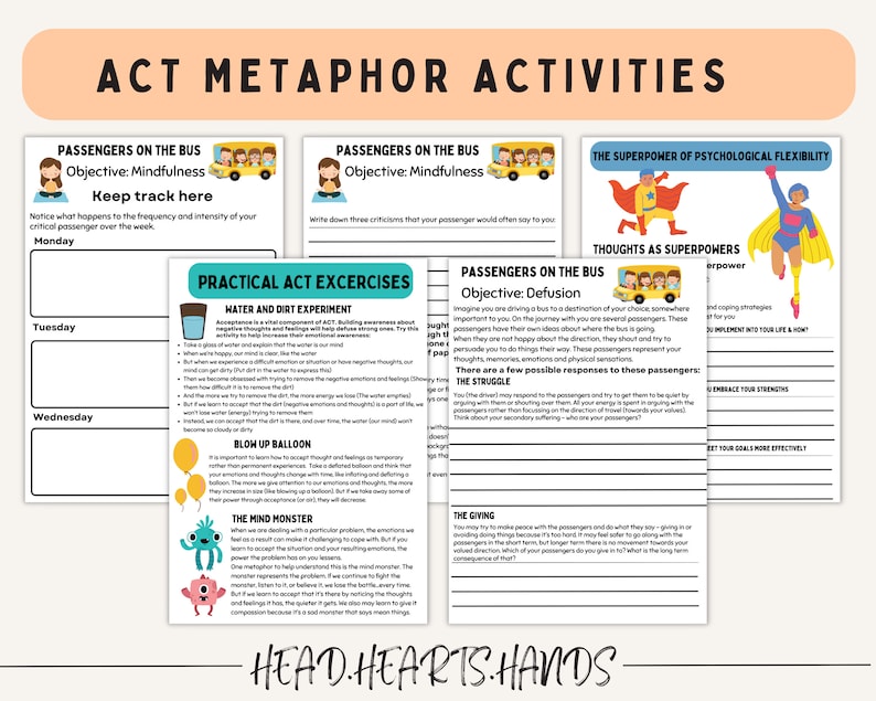 ACT for Teens Worksheets, Acceptance and Commitment Therapy, ACT ...