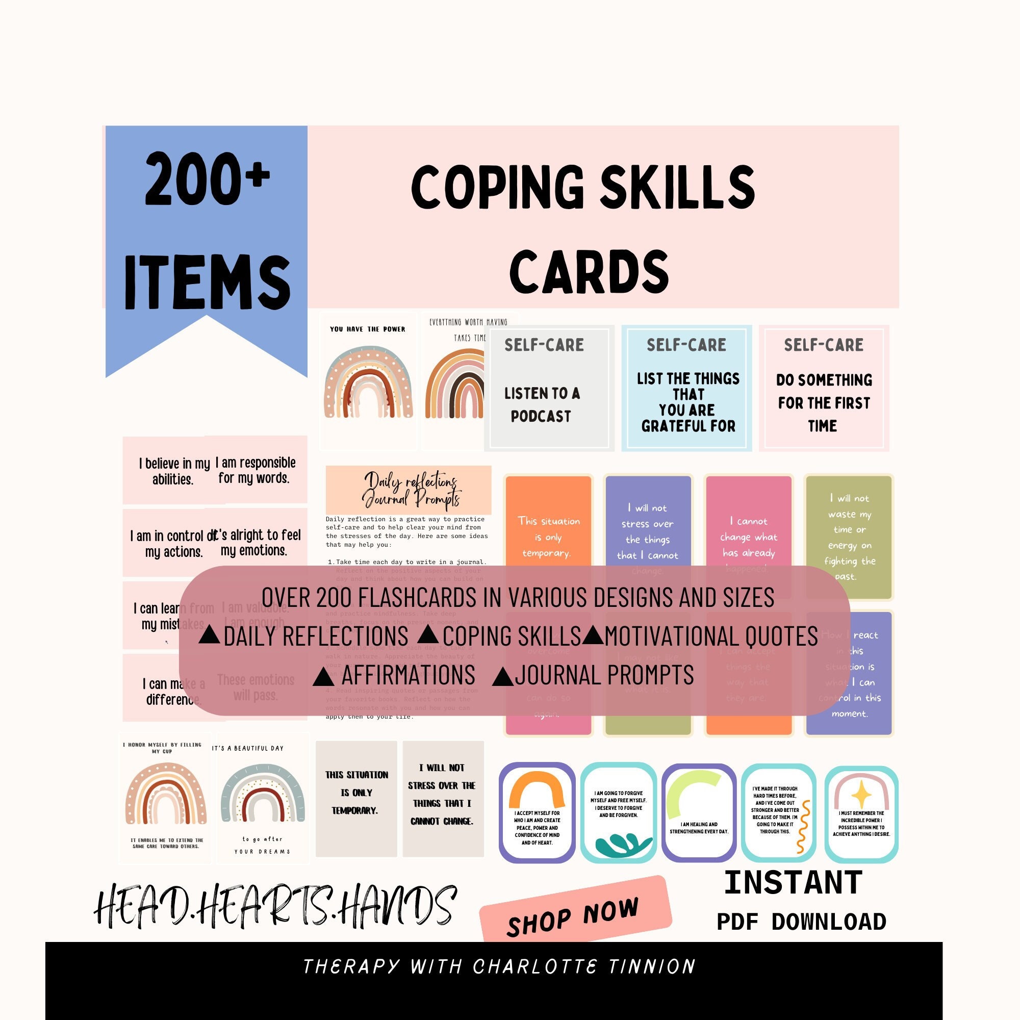 Anxiety Coping Skills Flash Cards Affirmations Cards - Etsy