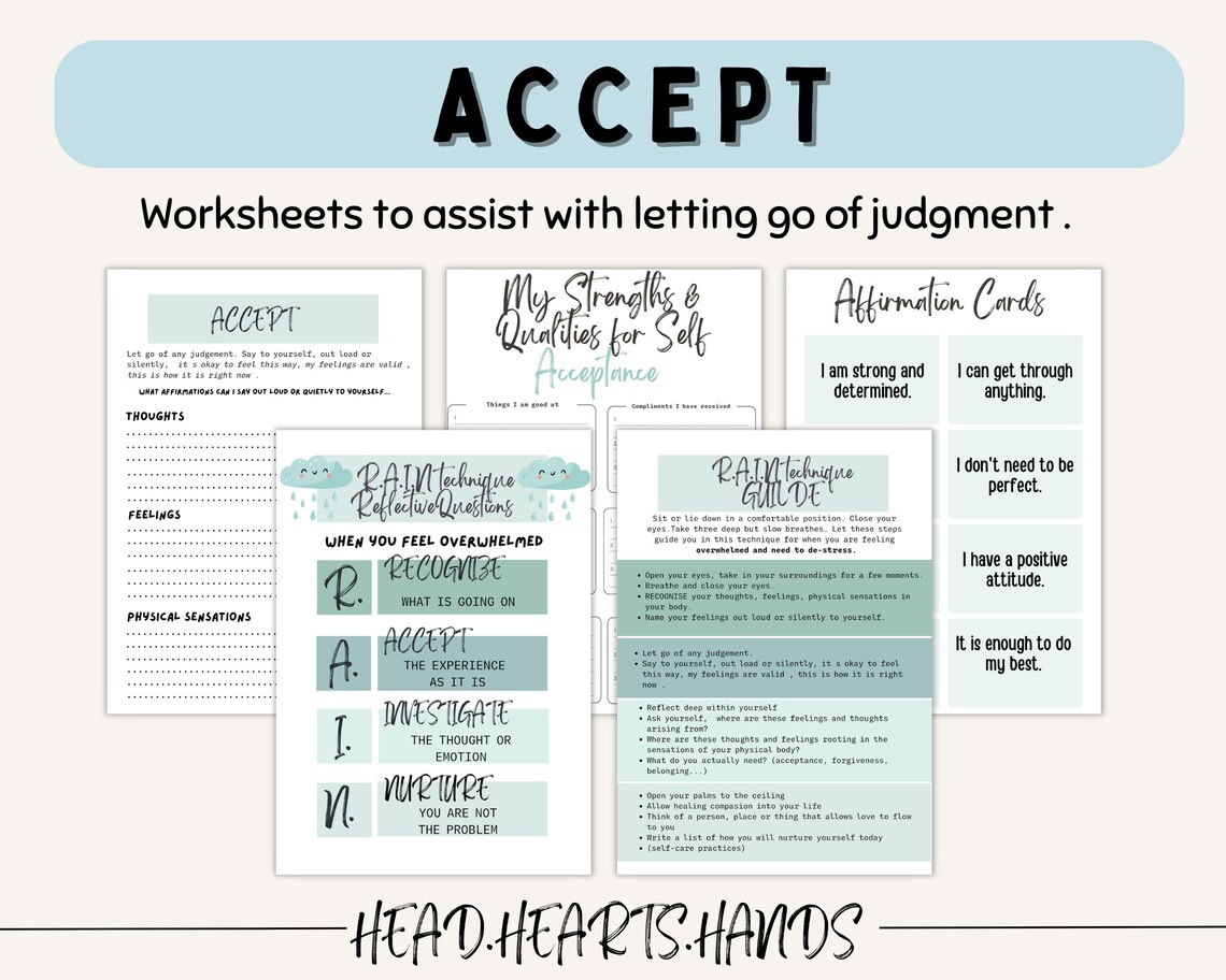 RAIN Technique, Mindfulness Worksheets, DBT Worksheets, Anxiety Relief ...