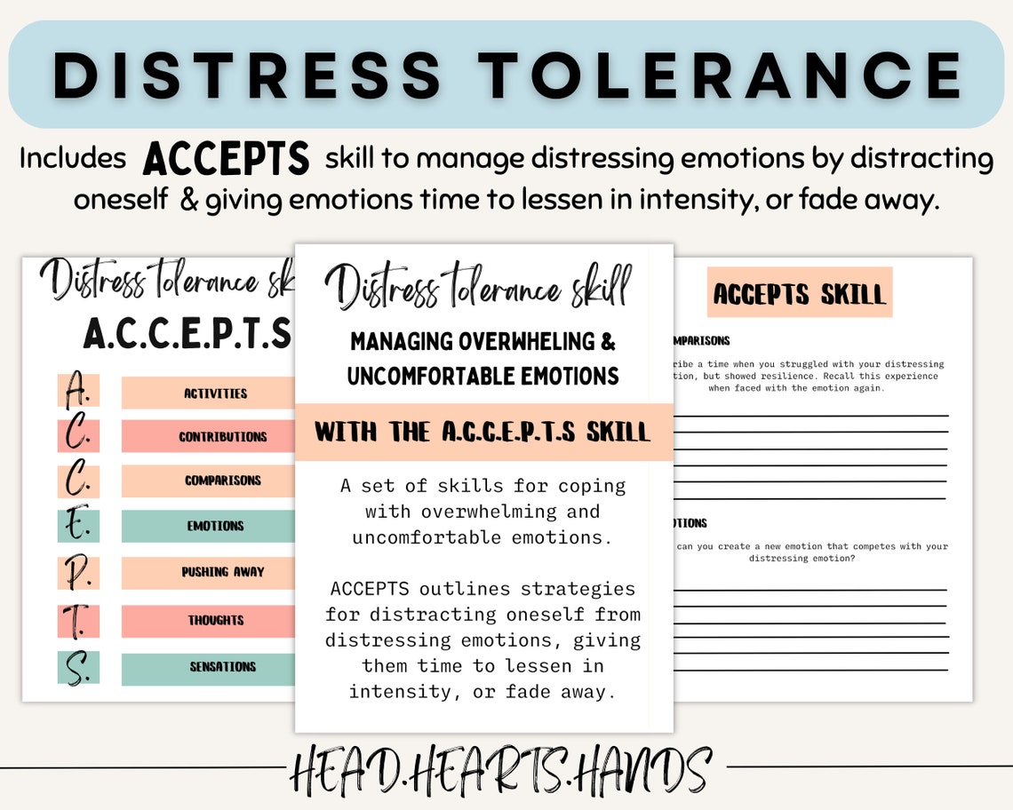 Distress Tolerance Worksheets Bundle, DBT Worksheets, DBT Bundle, ACT ...