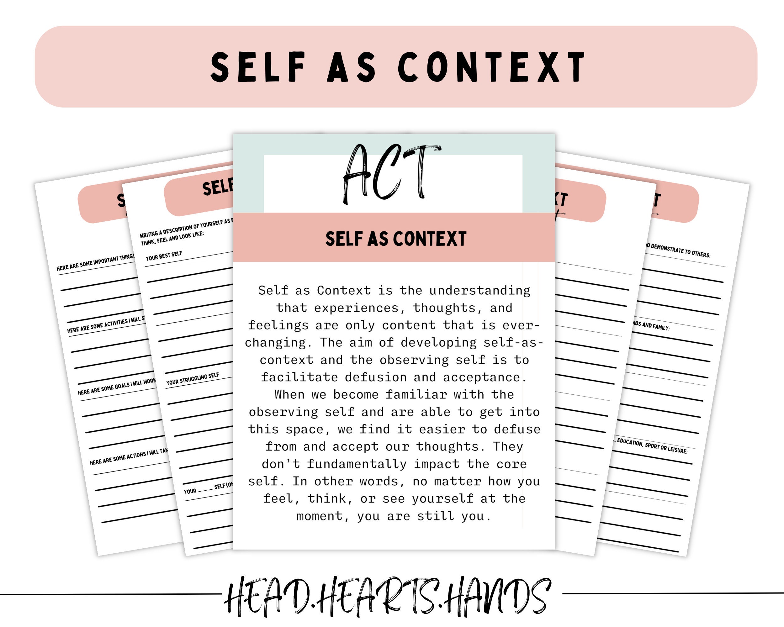 Acceptance and Commitment Therapy Worksheets, ACT Workbook, ACT Therapy ...