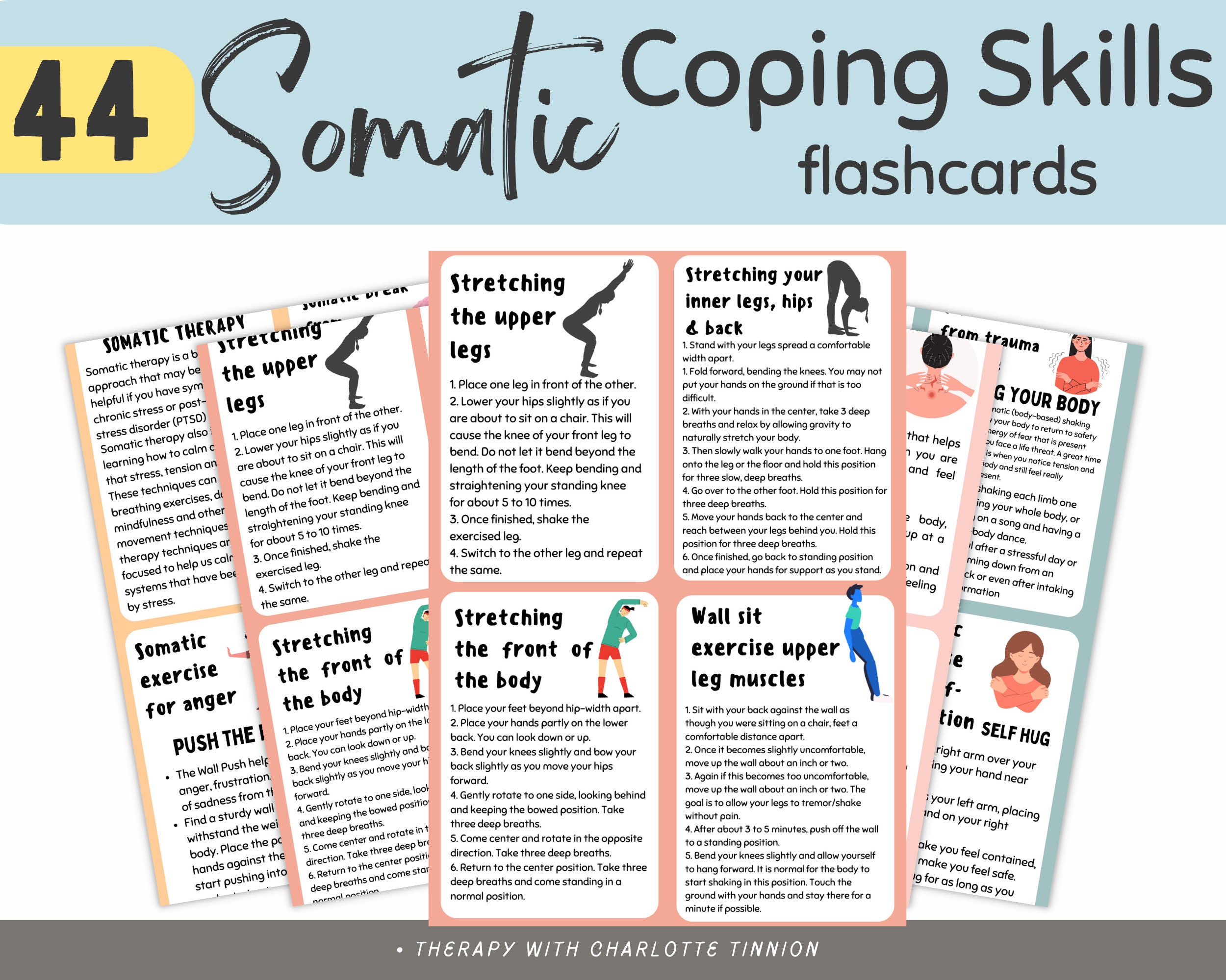 Somatic Therapy Exercise Cards, Somatic Awareness Flashcards, Nervous ...