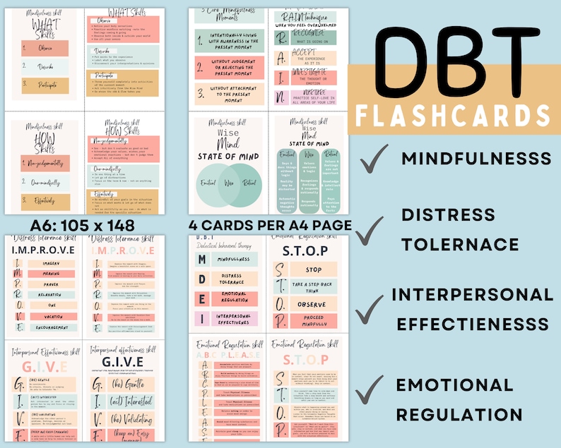 DBT Cards,dialectical Coping Skill Cards,,coping Skills Flash Cards ...