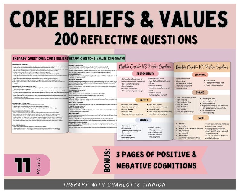 Core Beliefs and Values Exploration, CBT, Core Beliefs Work, Cognitive ...