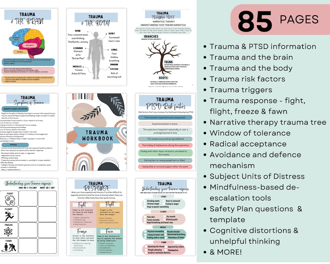 Trauma Workbook, Trauma Worksheets, PTSD Worksheets, Trauma-informed ...