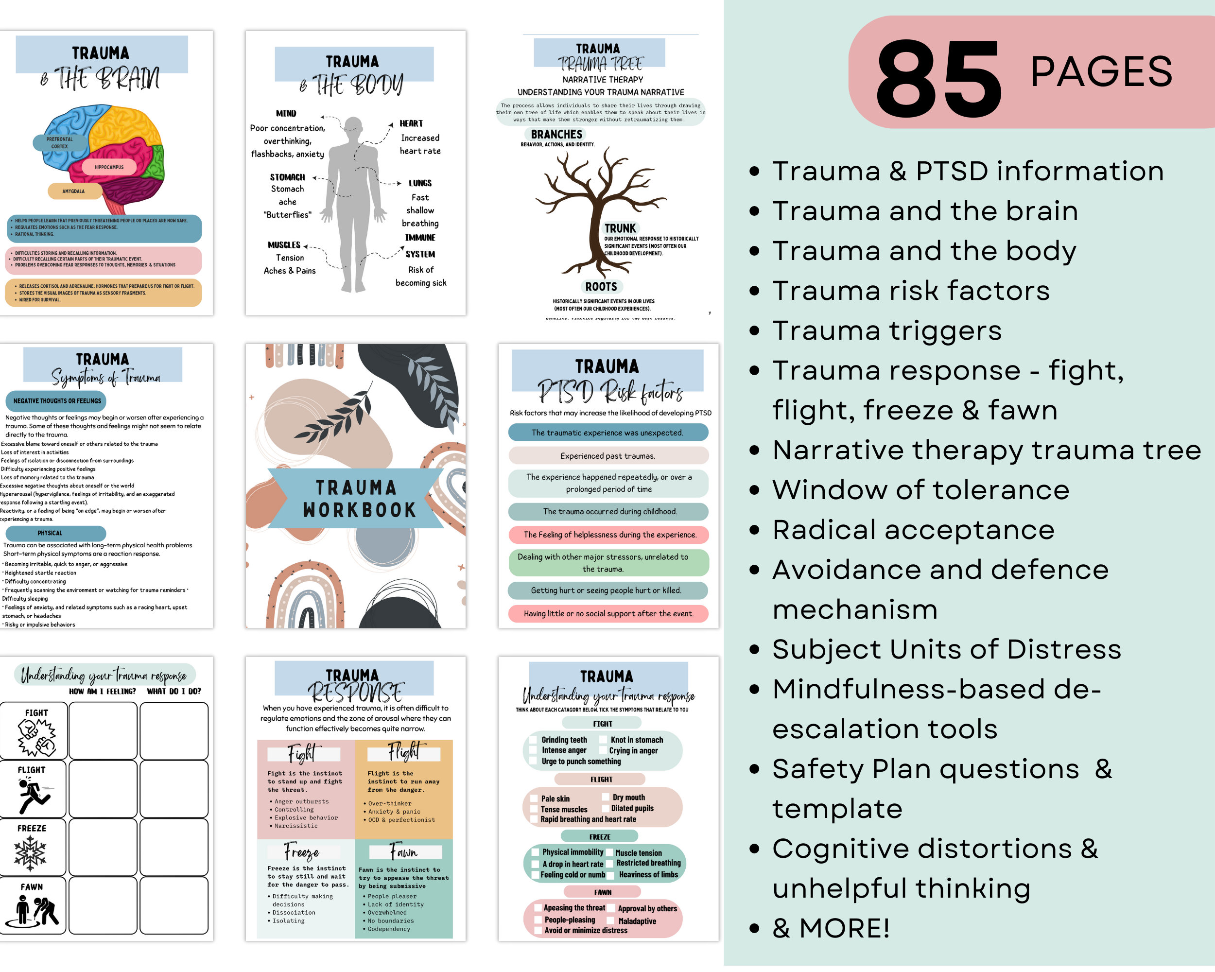 Trauma Workbook, Trauma Worksheets, PTSD Worksheets, Trauma-informed ...