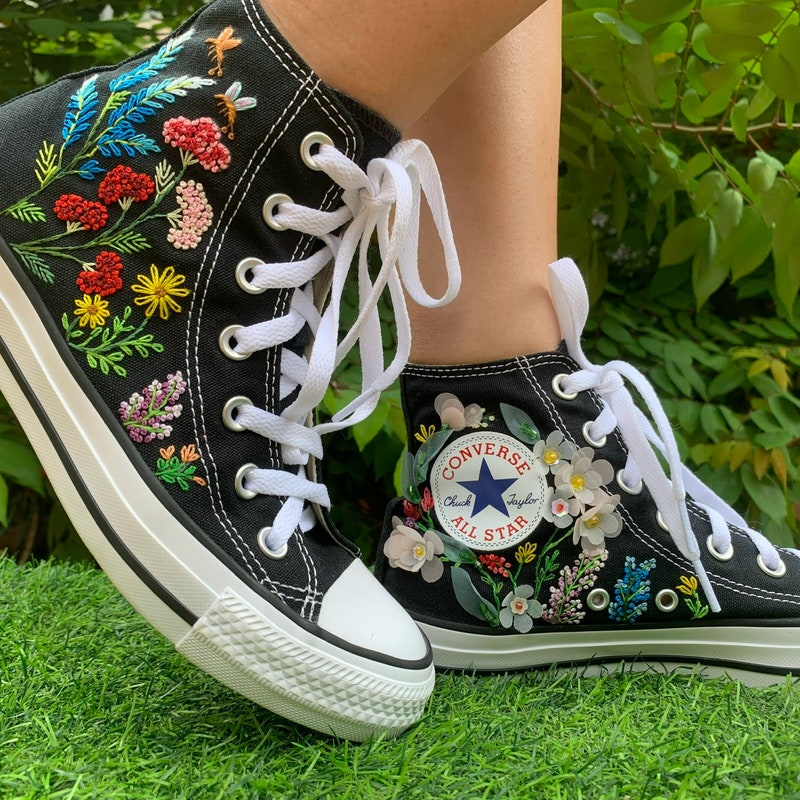 Embroidered Converse - Etsy