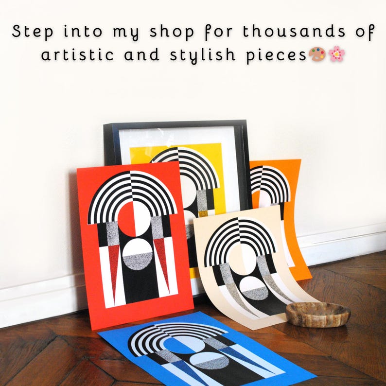 Abstract Shapes Wall Art Print, Mid Century Modern Aesthetic Decor ...