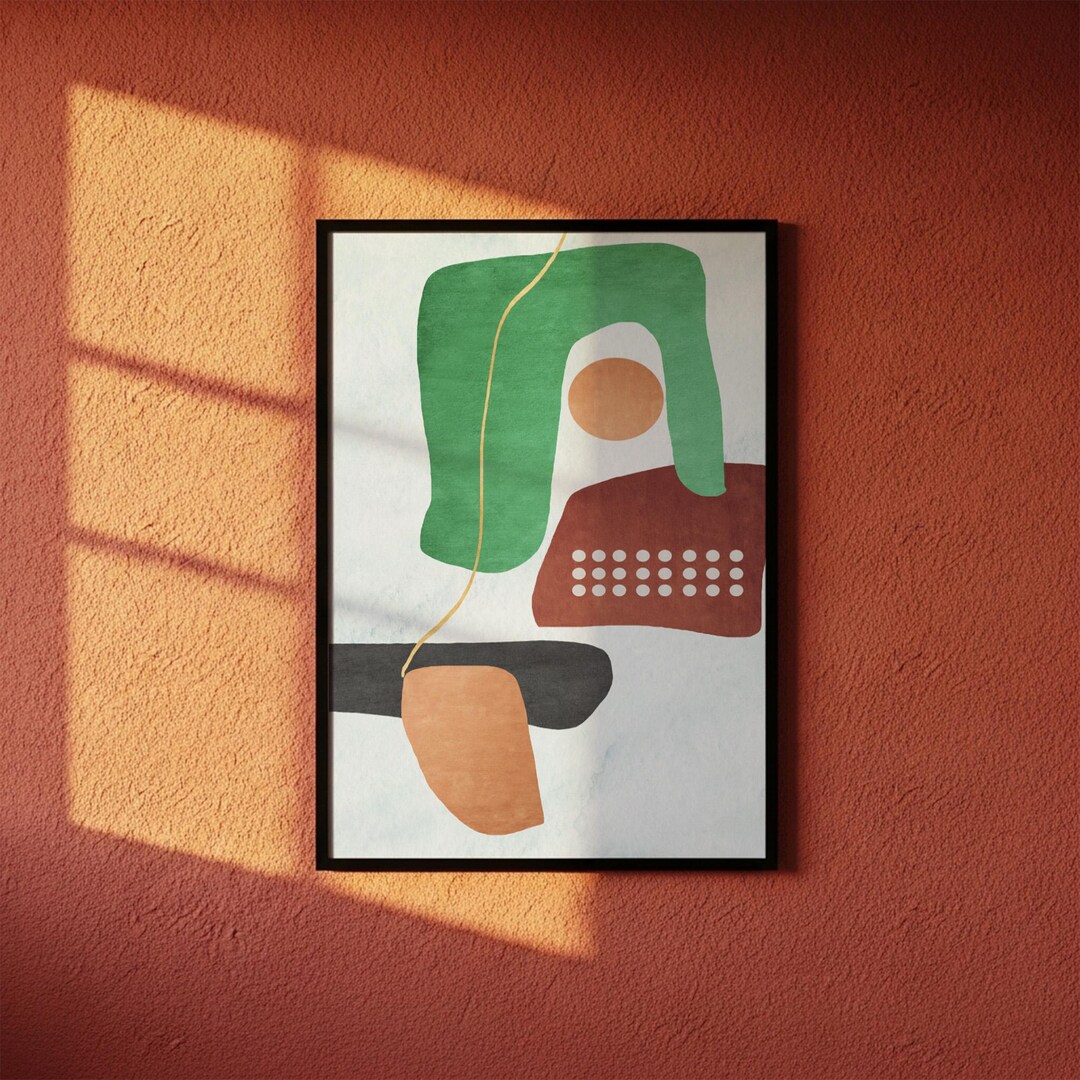Abstract Shapes Wall Art Print, Mid Century Modern Aesthetic Decor ...