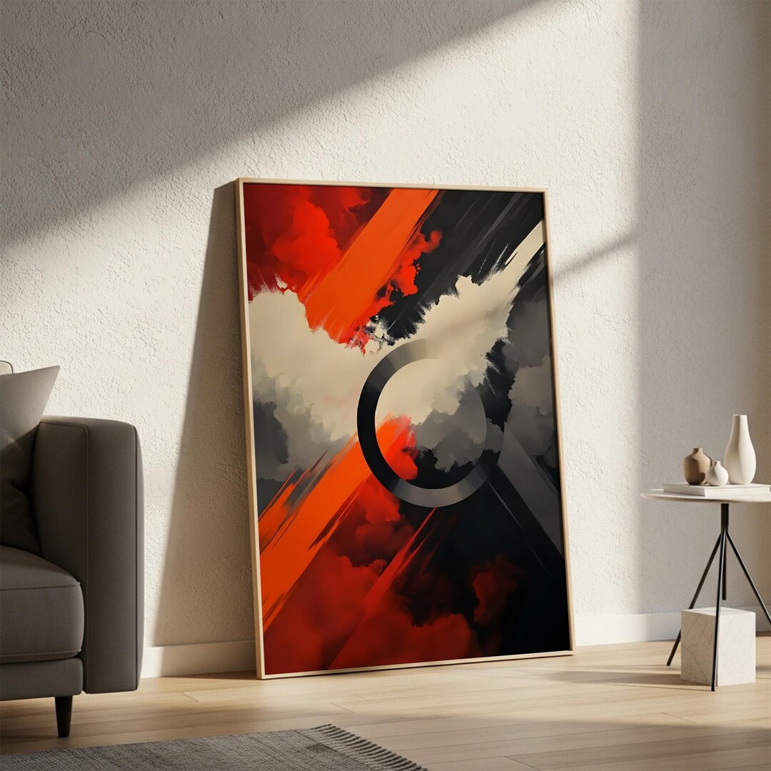 Abstract Modern Wall Art, High Contrast Abstract Print, Red and Black ...