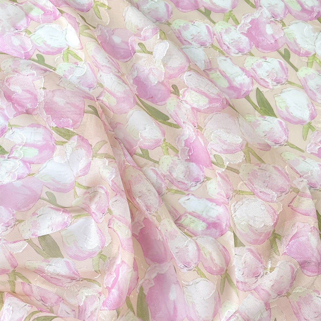 Floral Chiffon Fabric,pink Fabric,floral Fabric,printed Floral Fabric ...