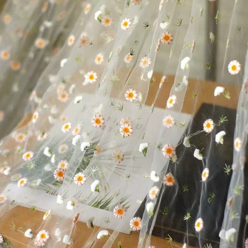 Daisy Lace Fabric,Hochzeit Tüll Mesh-Gewebe,Bestickter Stoff,Hochzeits ...
