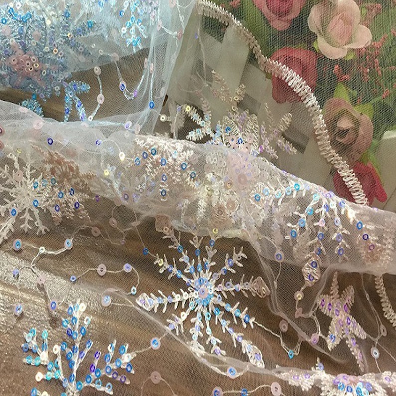 Snowflake Lace Fabric,sequin Lace Fabric,wedding Tulle Mesh Fabric ...