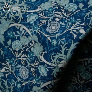 Blue Cotton Fabric,pillow Fabric,floral Fabric,printed Flower Cotton ...