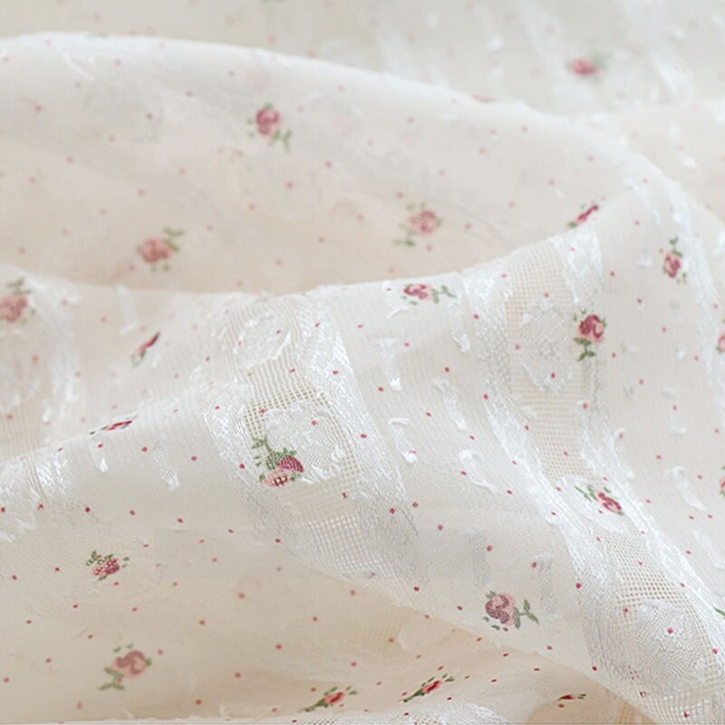 Flower Chiffon Fabric,apricot Fabric,floral Fabric,printed Fabric,soft ...