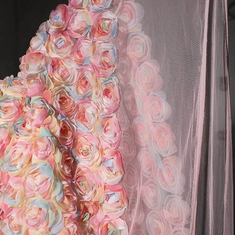 3D Flower Mesh Fabric,wedding Tulle Mesh Fabric,rose Fabric,wedding ...