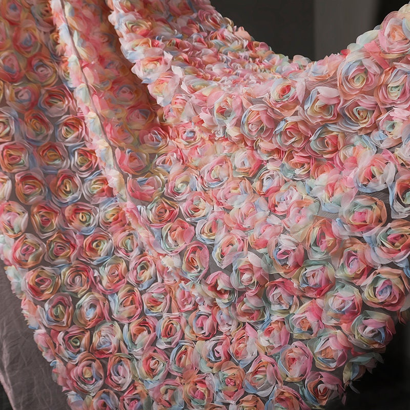 3D Flower Mesh Fabric,wedding Tulle Mesh Fabric,rose Fabric,wedding ...