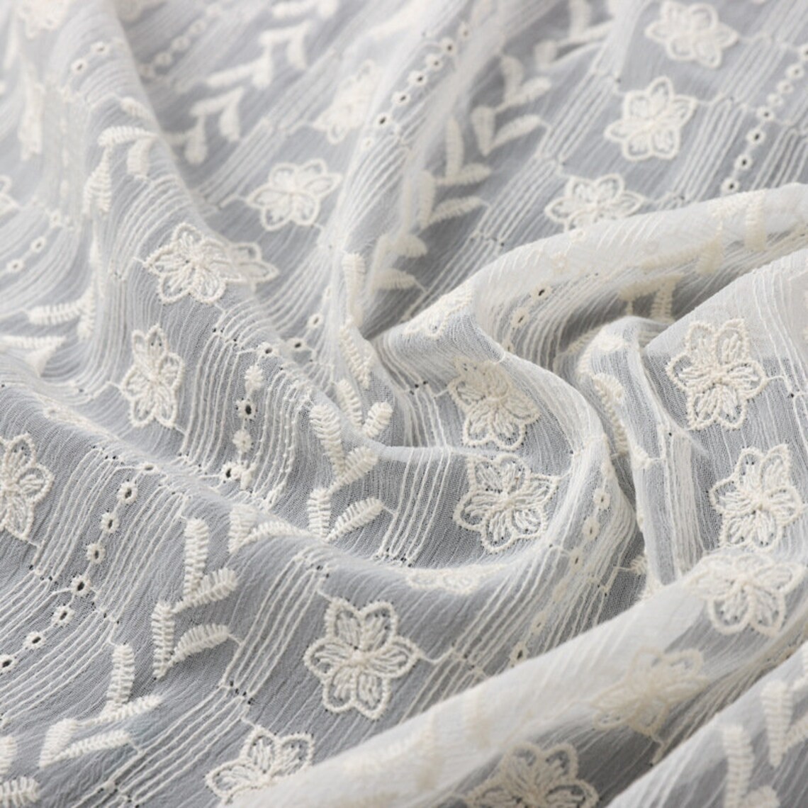 Flower Chiffon Fabric,white Chiffon Fabric,white Flowerembroidered ...