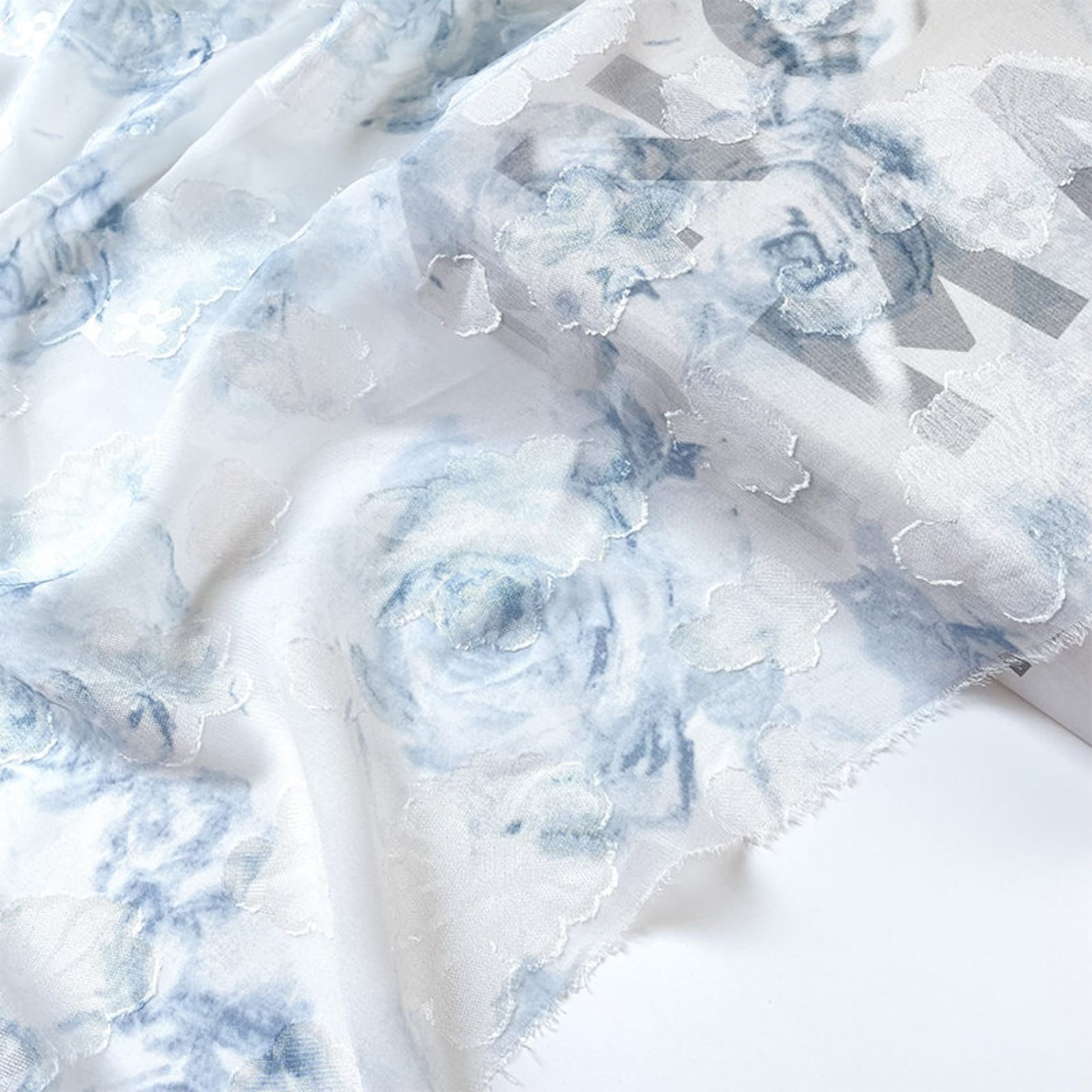 Floral Chiffon Fabric,blue Fabric,floral Fabric,printed Floral Fabric ...