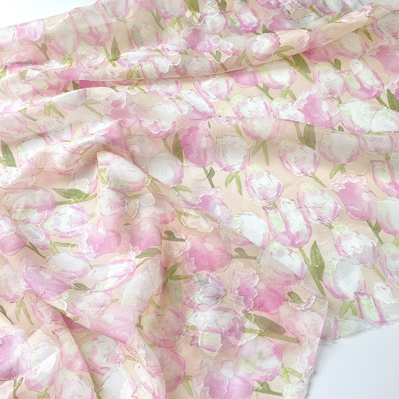Floral Chiffon Fabric,pink Fabric,floral Fabric,printed Floral Fabric ...