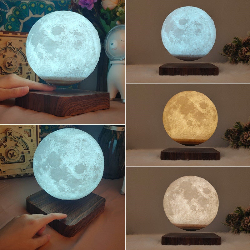 Creative 3D Magnetic Levitation Moon Lamp, Night Light Rotating Led ...