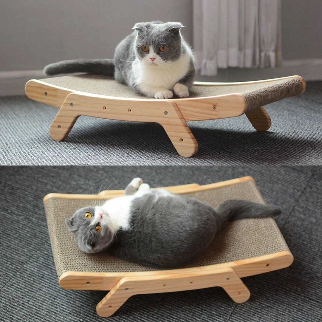 Cat Scratcher Board Wooden Frame Cat Scratching Bed Anti-scratch Toys ...