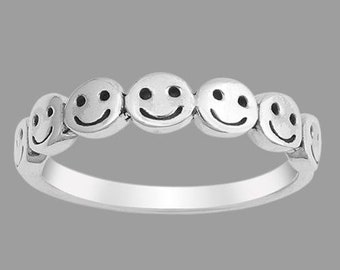 Smiley Face Pearl Ring Pearl Bead Ring Happy Face Ring - Etsy