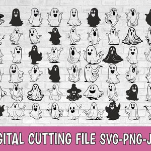 Ghost Svg, Cute Ghost Bundle Clipart, Spooky Season Svg, Ghost Outline ...