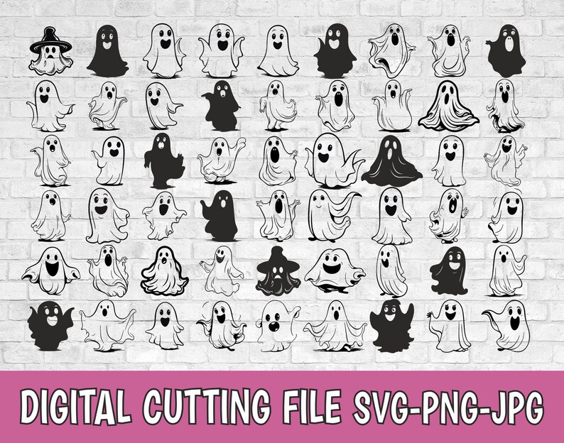 Ghost Svg, Cute Ghost Bundle Clipart, Spooky Season Svg, Ghost Outline ...