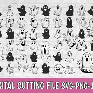Ghost Svg, Cute Ghost Bundle Clipart, Spooky Season Svg, Ghost Outline ...