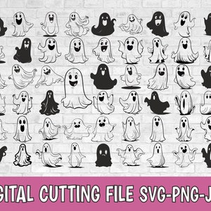 Ghost Svg, Cute Ghost Bundle Clipart, Spooky Season Svg, Ghost Outline ...