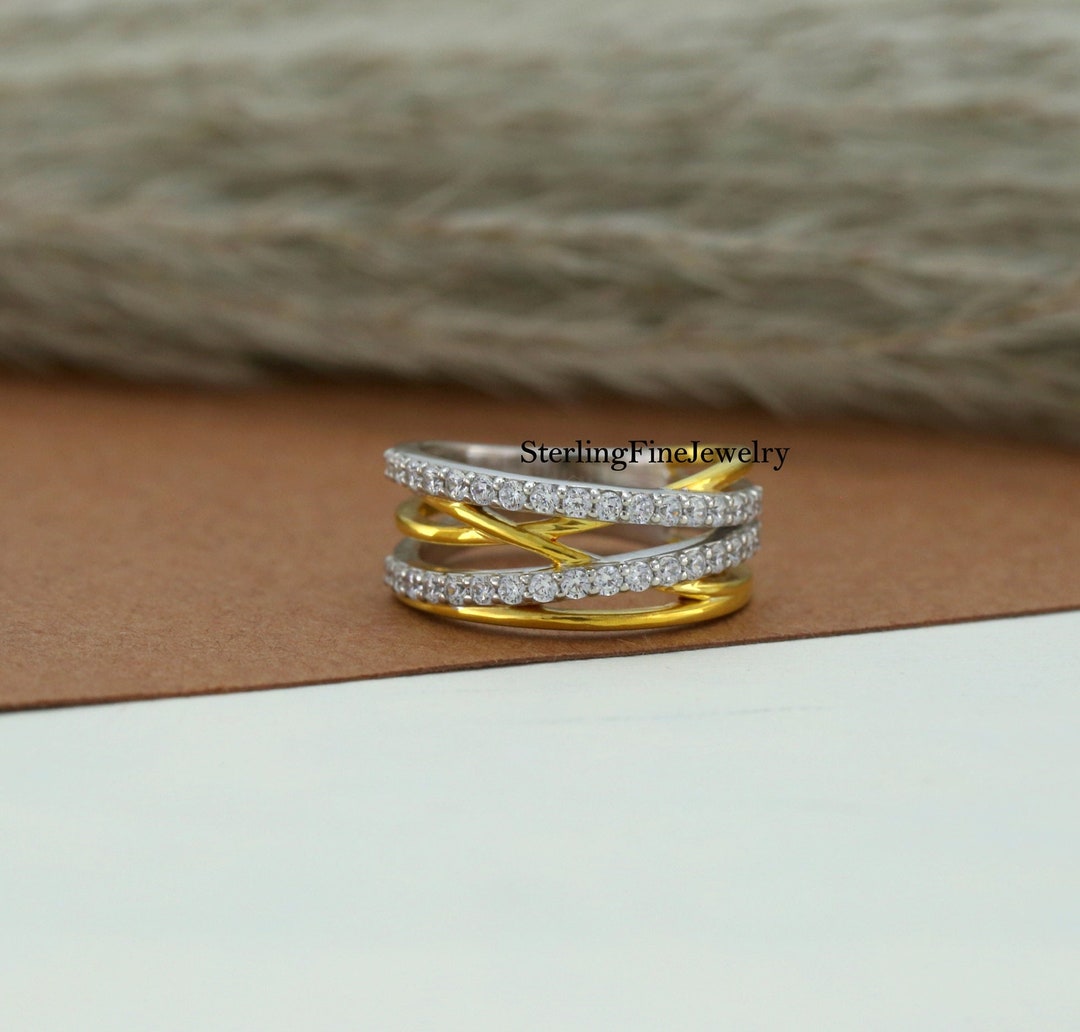 Criss Cross Eternity Band 1.80 MM Round Colorless Moissanite - Etsy