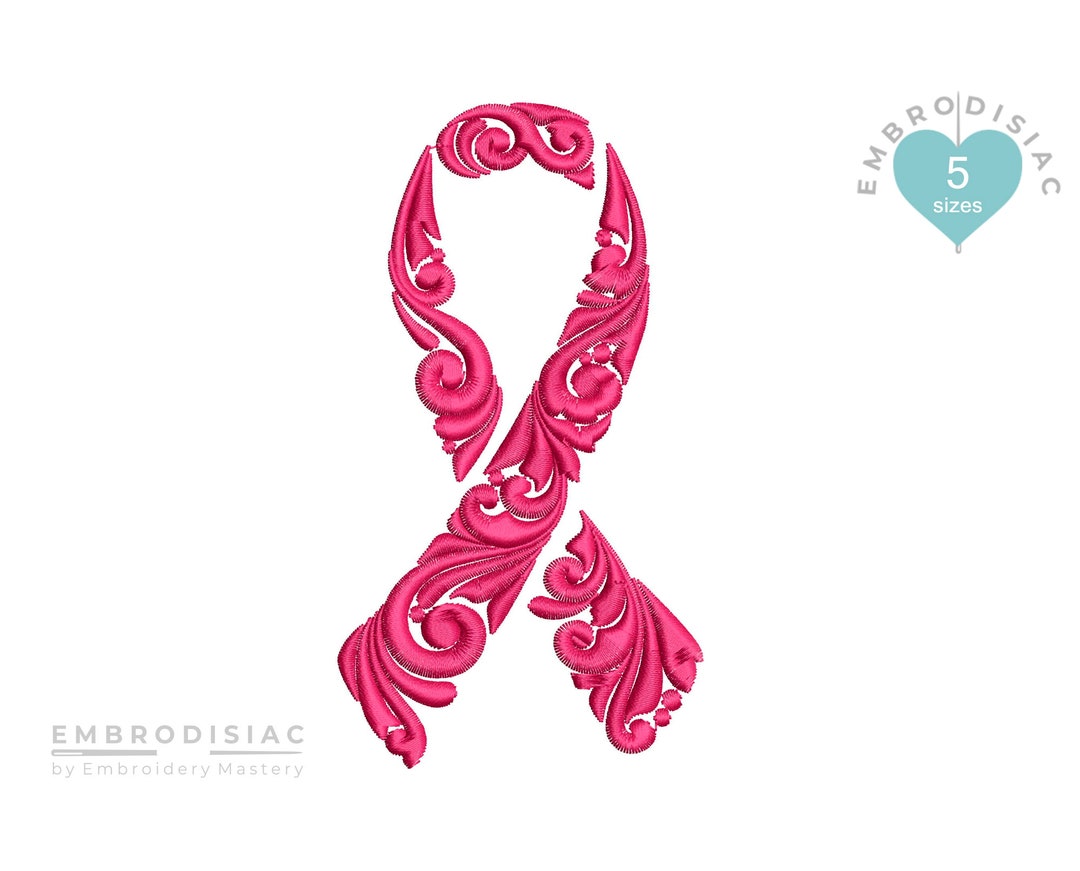 Cancer Ribbon Embroidery Designs. Ornate Machine Embroidery. Digitized ...