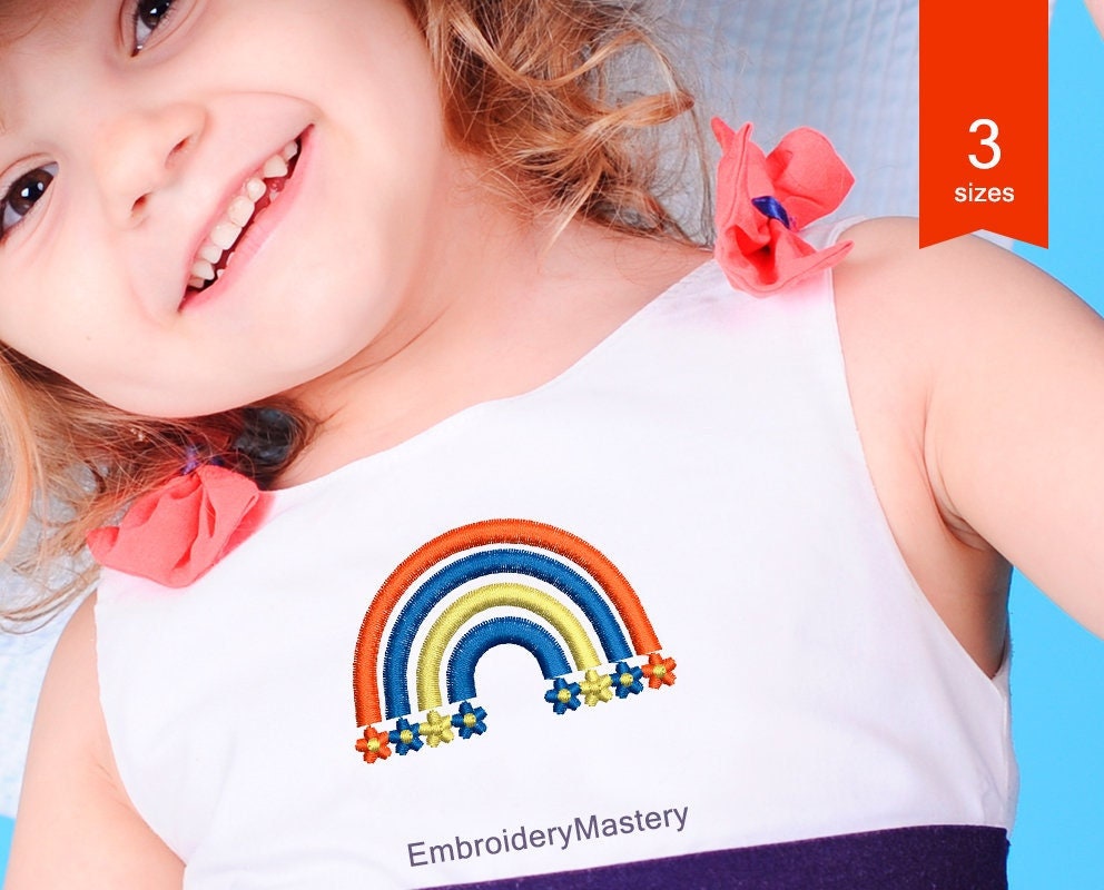 Floral Rainbow Bridge Machine Embroidery Design. 3 Sizes. - Etsy