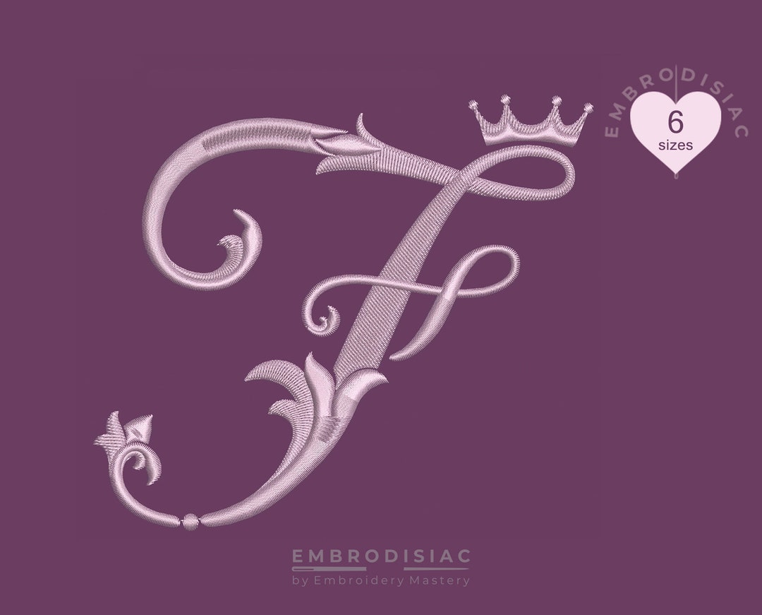 Royal Core Letter F Machine Embroidery Design. Monogram Font Embroidery ...