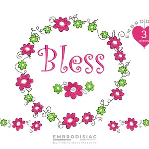 Floral Bless Set Machine Embroidery Design. 3 Designs. 3 Sizes. Instant ...