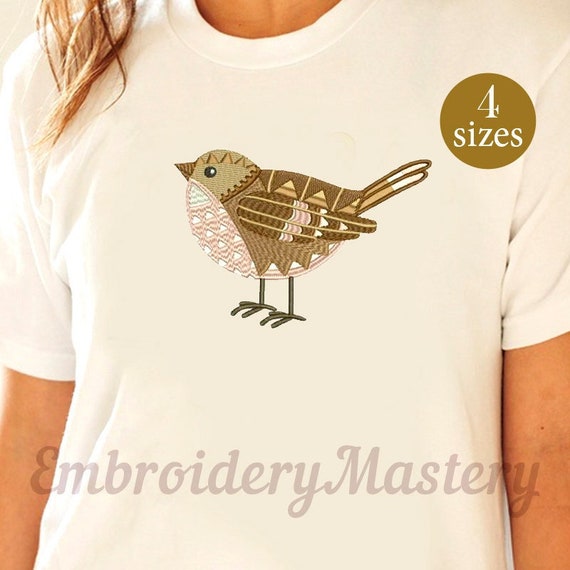 Decorative Bird Machine Embroidery Design_04.4 Sizes. Instant - Etsy