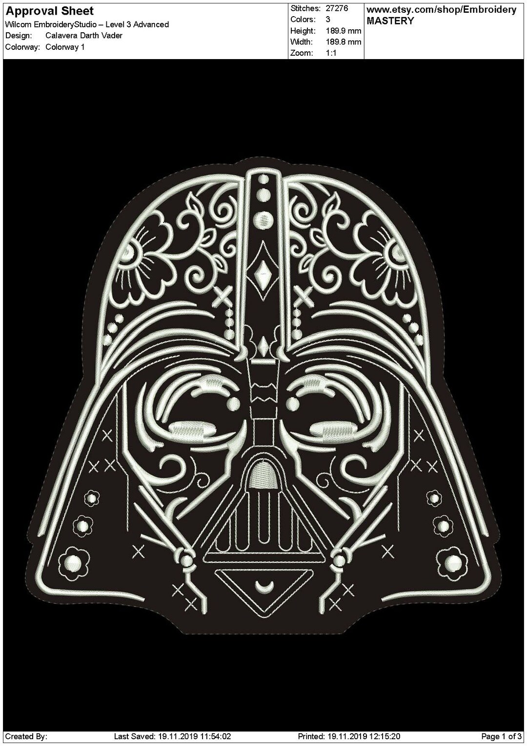 Star Wars Embroidery. Darth Vader Raw Edge Applique. Digitized ...