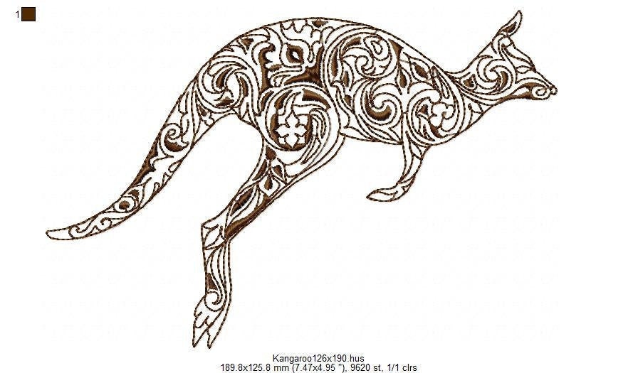 Kangaroo Machine Embroidery Design. Kangaroo Design. 6 Sizes. - Etsy ...