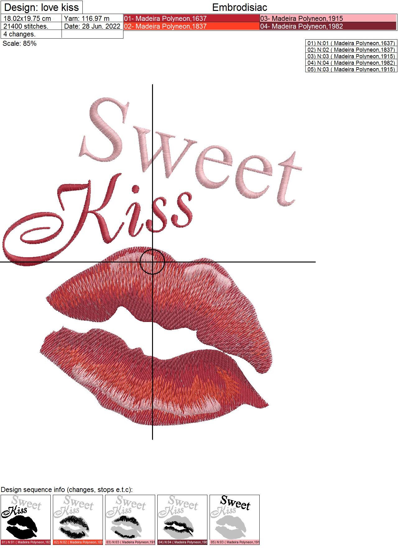 SWEET KISS Machine Embroidery Design. Woman Lips Embroidery. 6 - Etsy