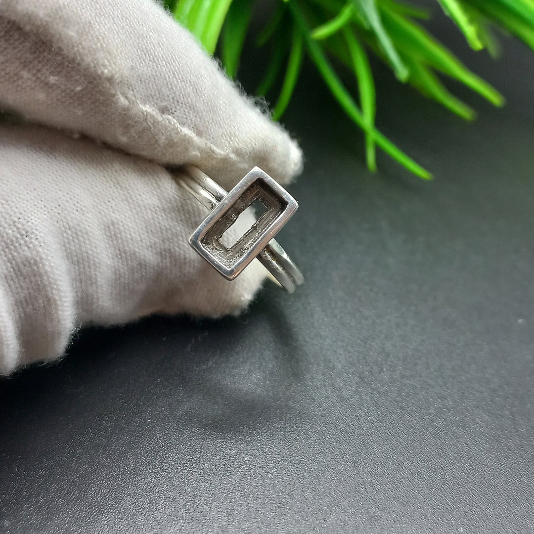 925 Sterling Silver Double Wire Plain Bezel Cup Open Blank Octagon ...