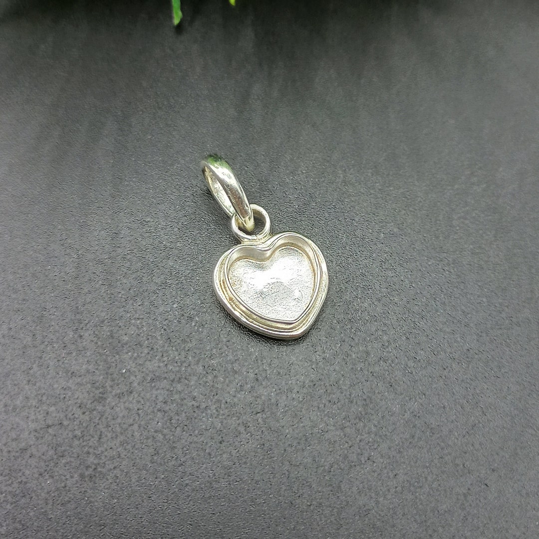 925 Sterling Silver New Bezel Cup Open Blank Collet Heart Pendant ...