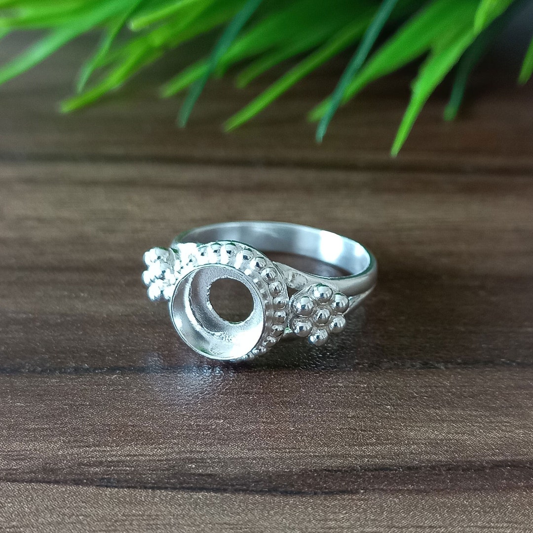925 Sterling Silver Collet Round Ring New Design Round Open - Etsy