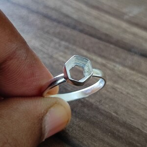 Plain Bezel Cup Hexagon Open Blank 925 Sterling Silver Collet Ring ...