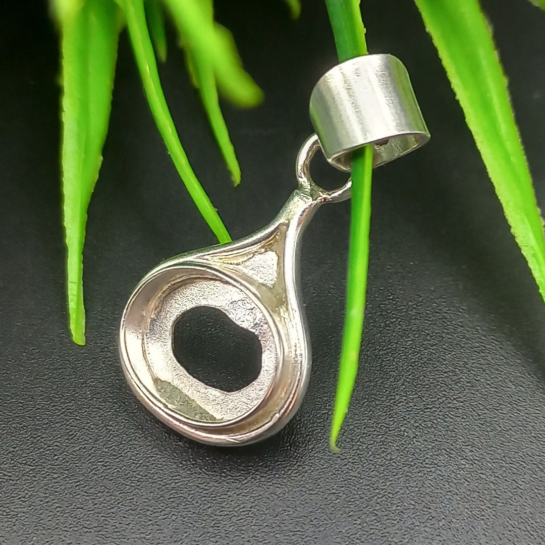 925 Sterling Silver New Bezel Cup Open Blank Collet Oval Pendant ...