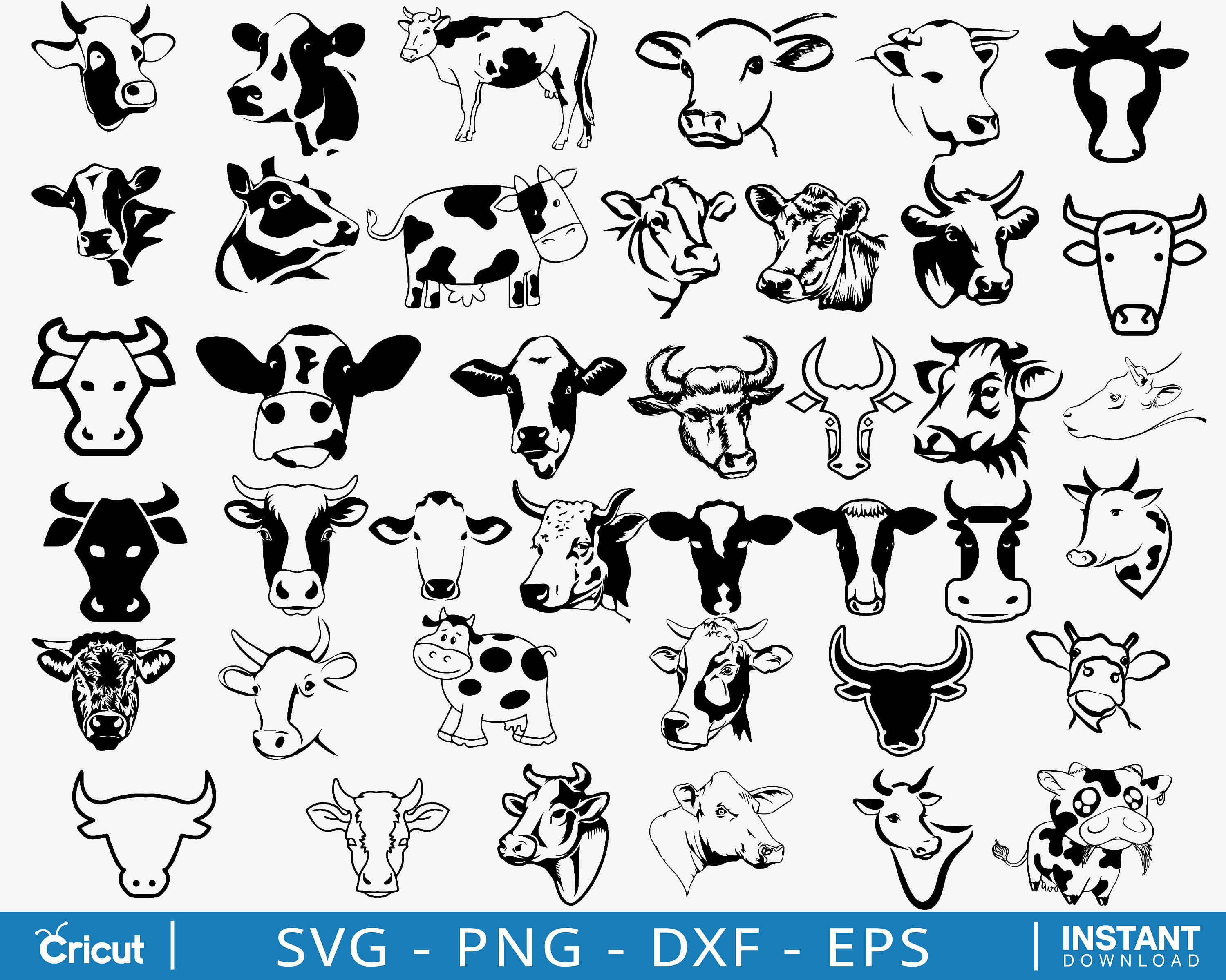 Koe SVG Bundel Koekop svg Koe dxf Koe png Koe eps Koe - Etsy Nederland