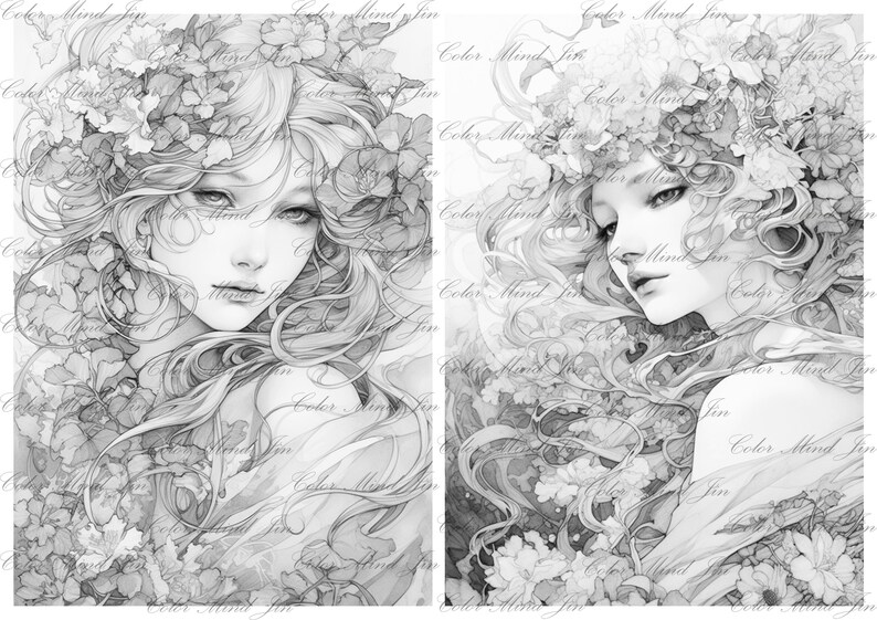 Coloring Page Bundle Printable Coloring Set of 4 for Adults Instant ...