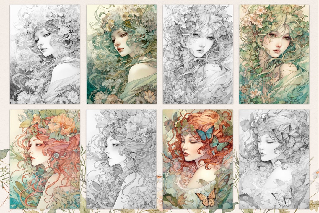 Coloring Page Bundle Printable Coloring Set of 4 for Adults Instant ...